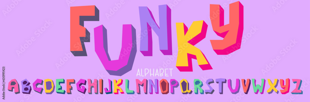Font funky alphabet for kids. Playful font childich design. Cute letter ...