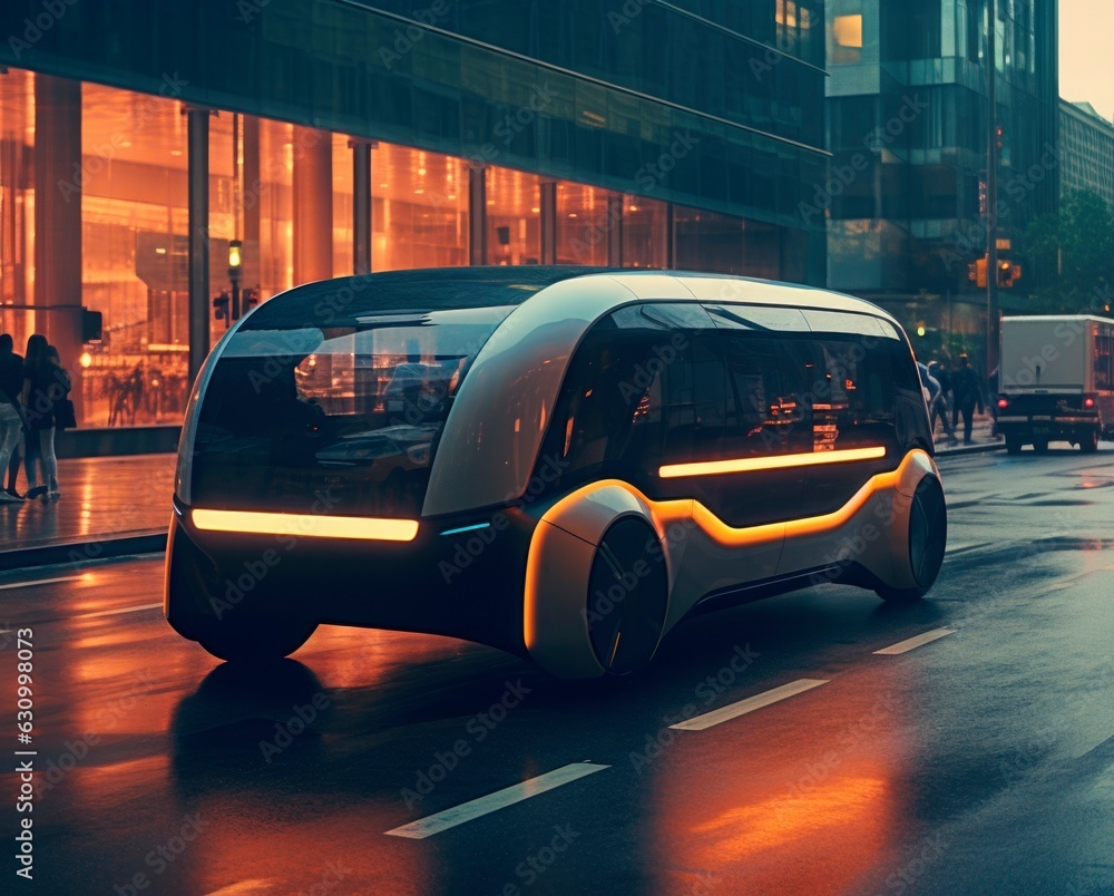 Foto de Futuristic electric self-driving car that showcases the concept ...