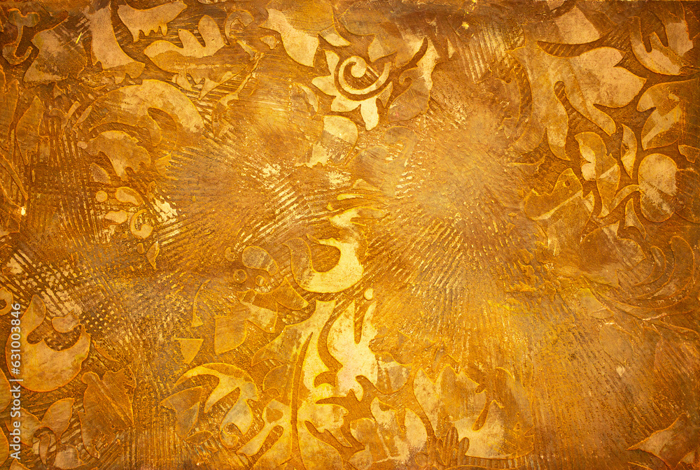 Golden wall with abstract spots as a background. Beautiful golden ...