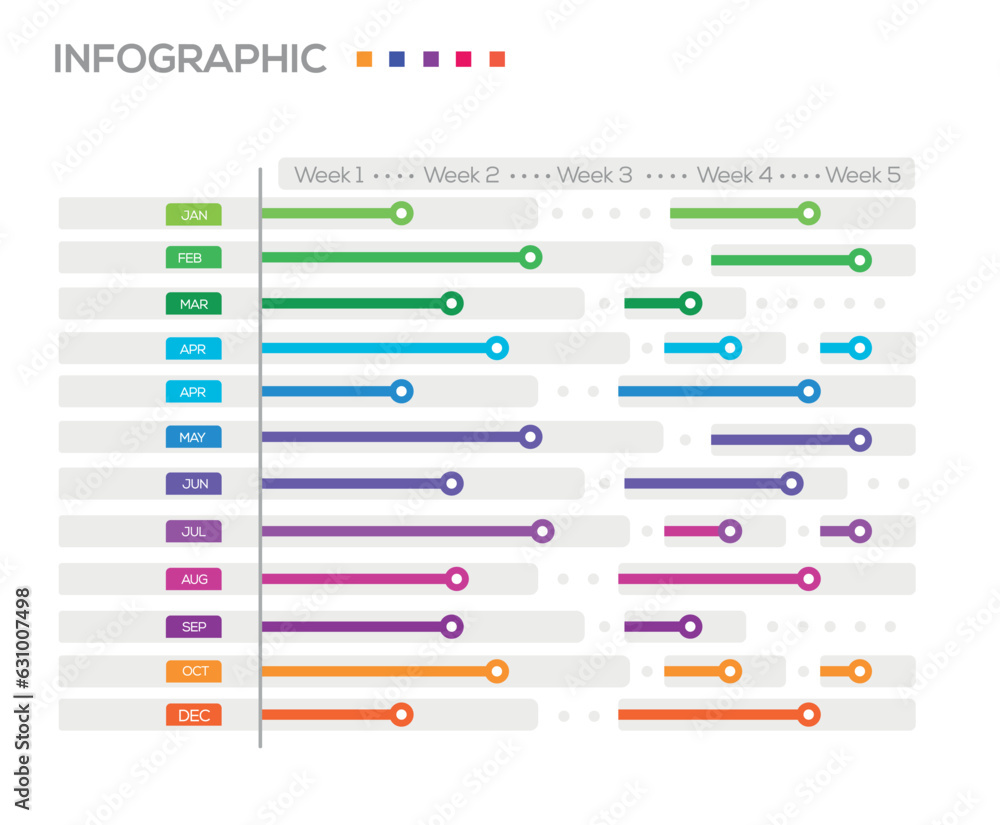 Infographic template for business. Monthly modern Timeline Gantt chart ...