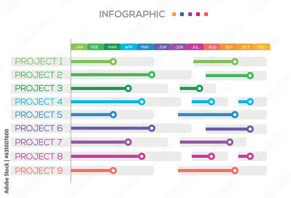 Infographic template for business. Monthly modern Timeline Gantt chart ...