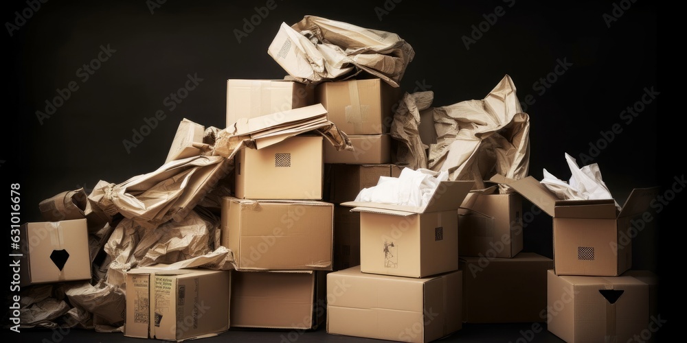 Cardboard boxes, paper scrap, paper garbage, for paper recycling or ...