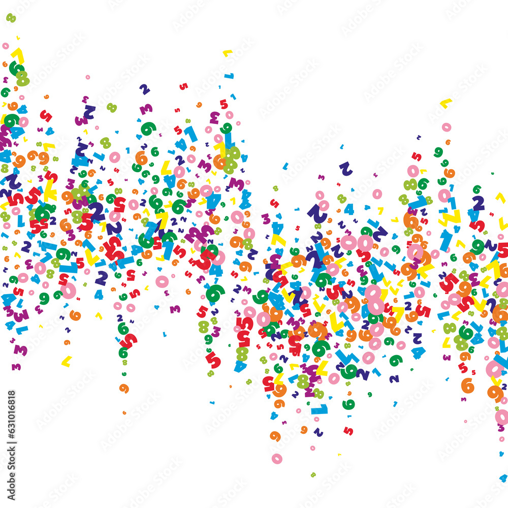 Falling vivid numbers. Math study concept with flying digits ...