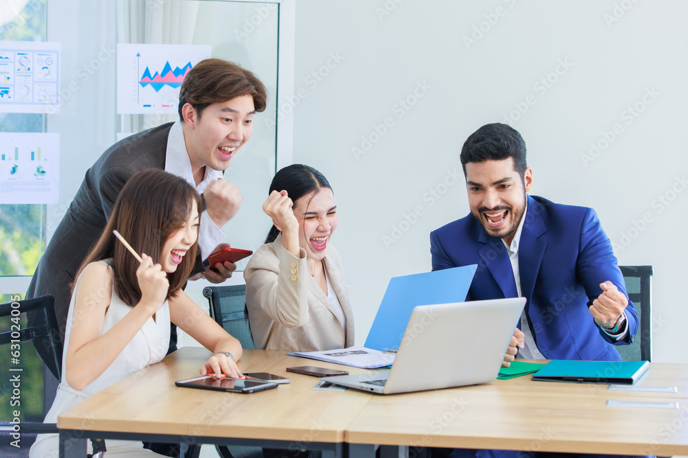 Group of Asian Indian multinational professional successful male ...