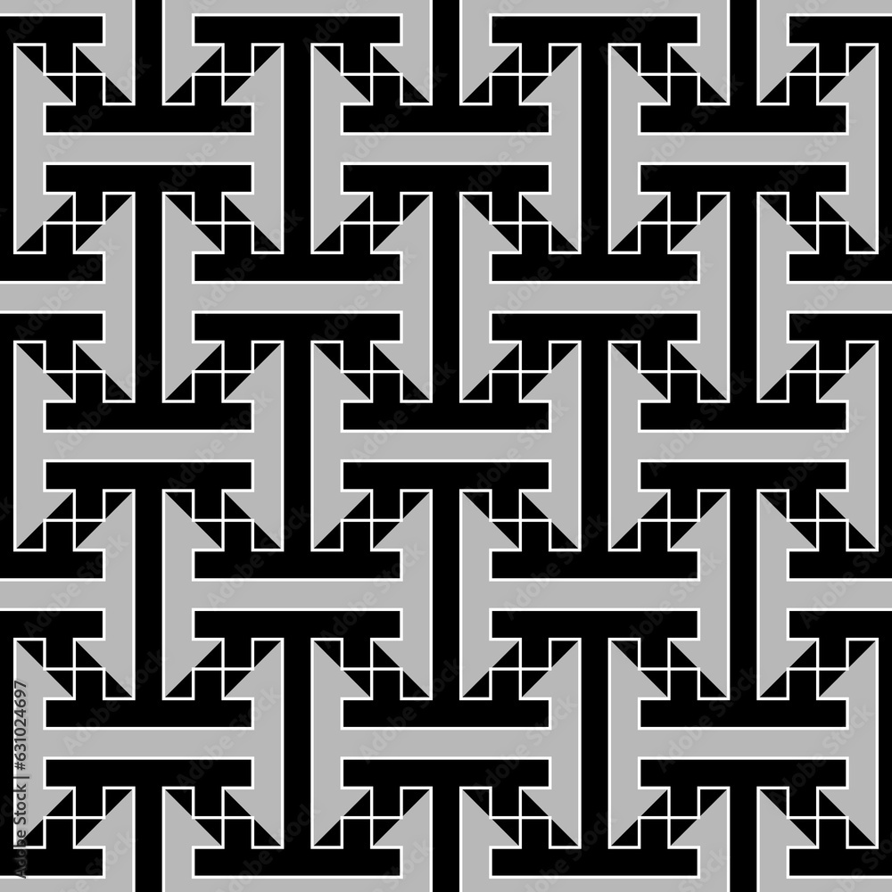 Seamless Chinese Sayagata pattern. Repeated interlocking figures ...