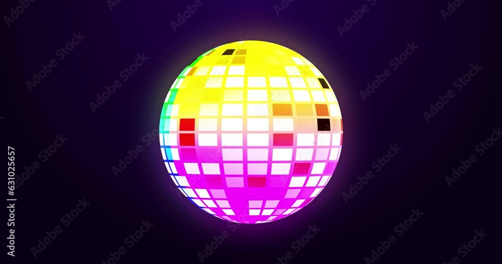 Colored disco ball in cartoon style for music television, nightclubs ...