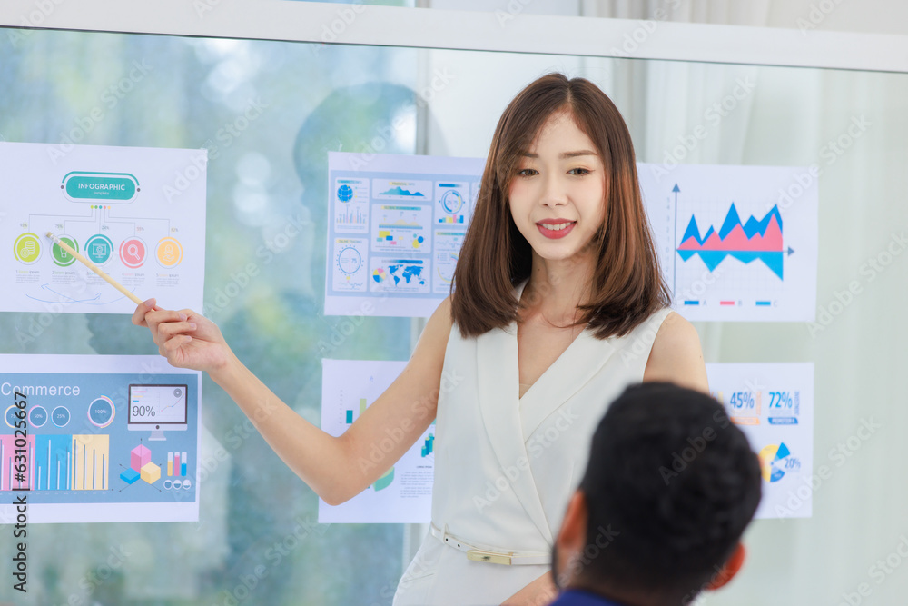 Millennial Asian professional successful businesswoman lecturer ...