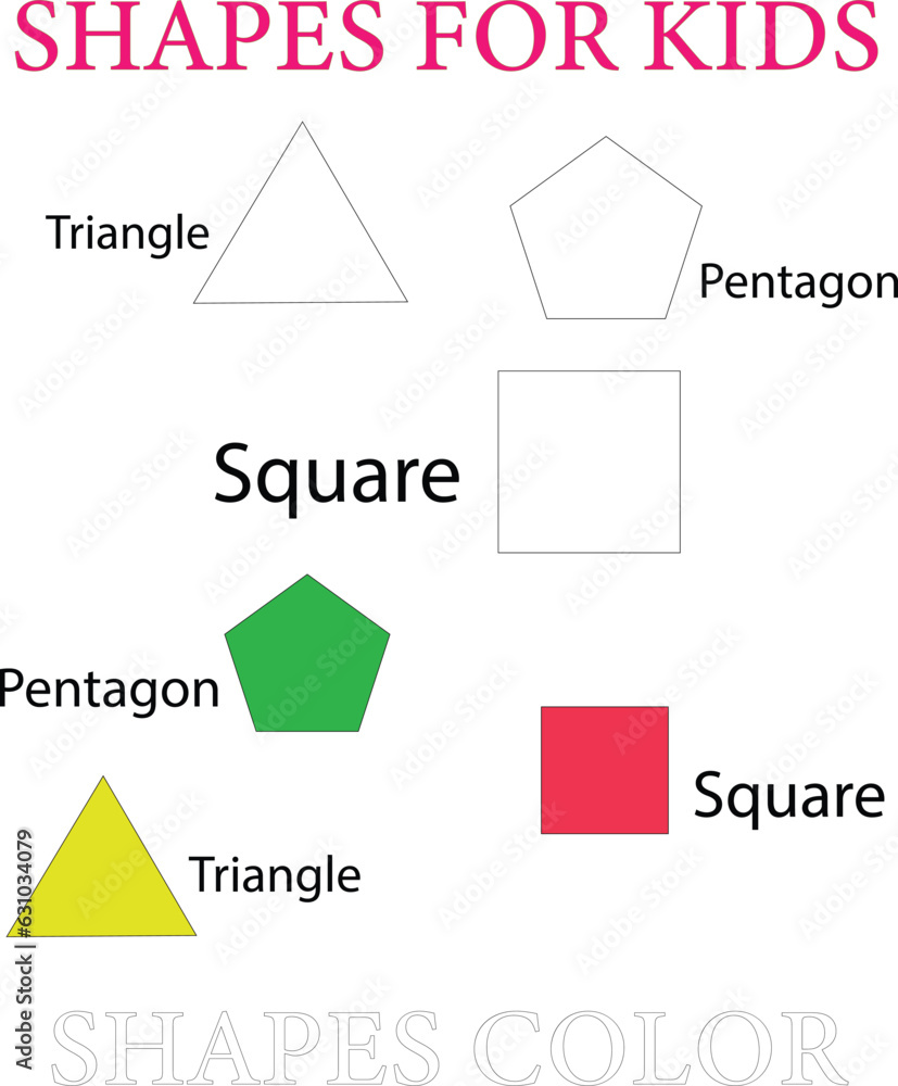 Vector set of basic geometric shapes, shapes coloring pages, free ...