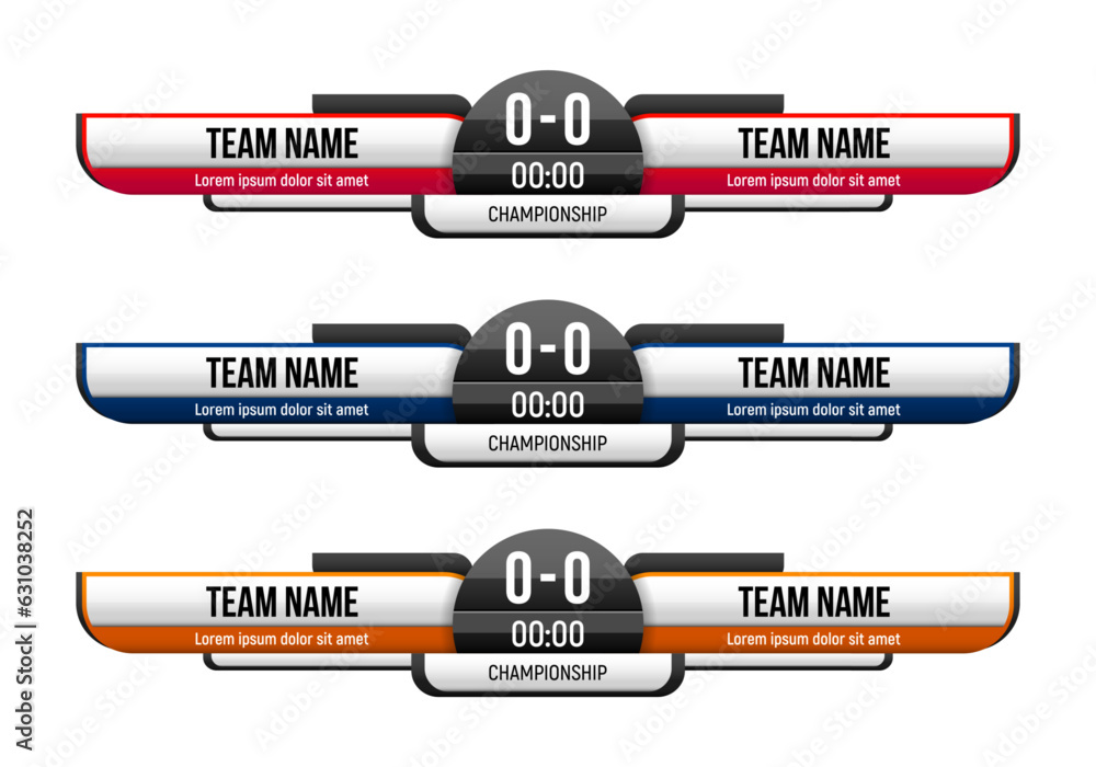 Sport scoreboard with time and result display. Vector template for your ...