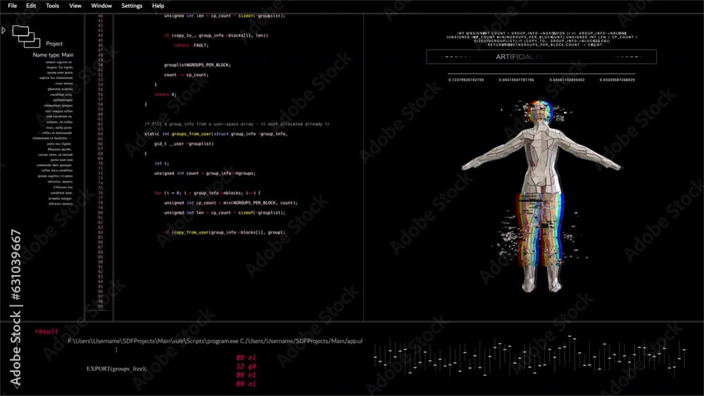 Data programming text with Technological UI HUD Female Robotic ...
