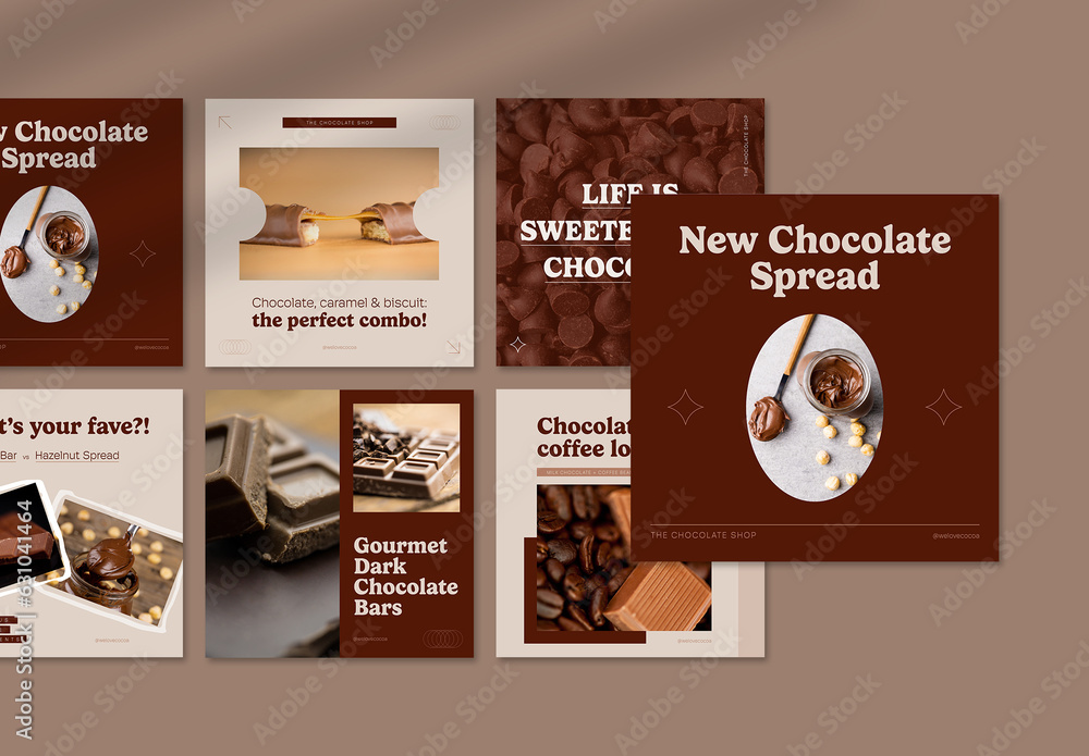 Chocolate Social Media Set Stock Template | Adobe Stock