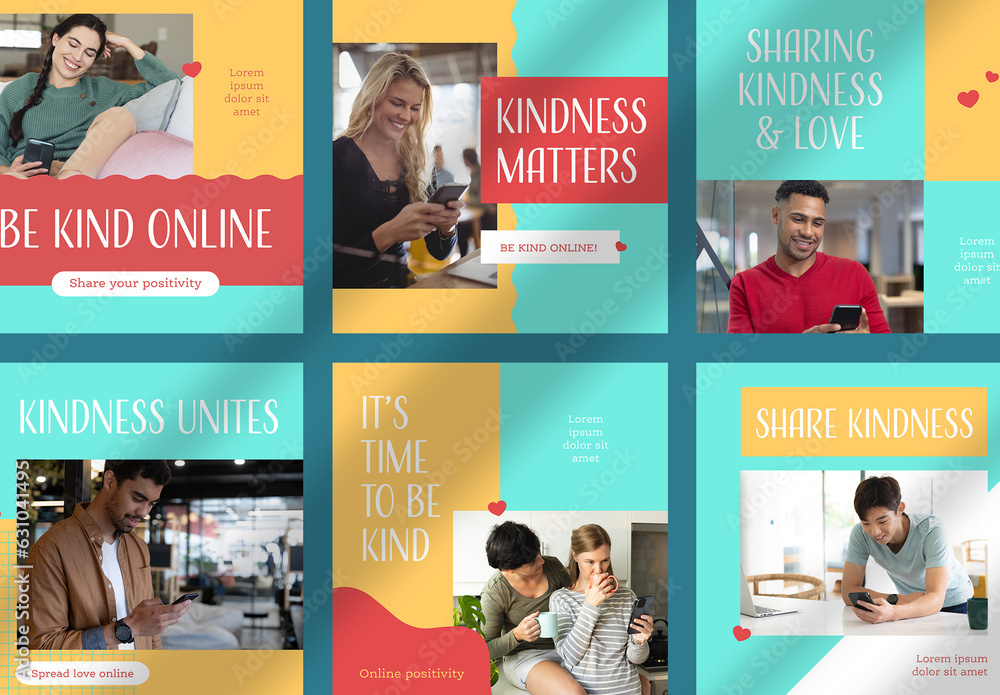 Kindness Social Media Set Stock Template | Adobe Stock