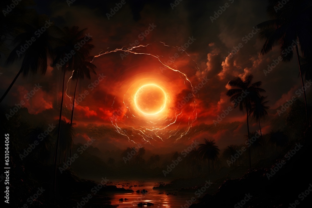 Jungle's Darkened Canopy: A Rare Hybrid Solar Eclipse Over an Untouched ...