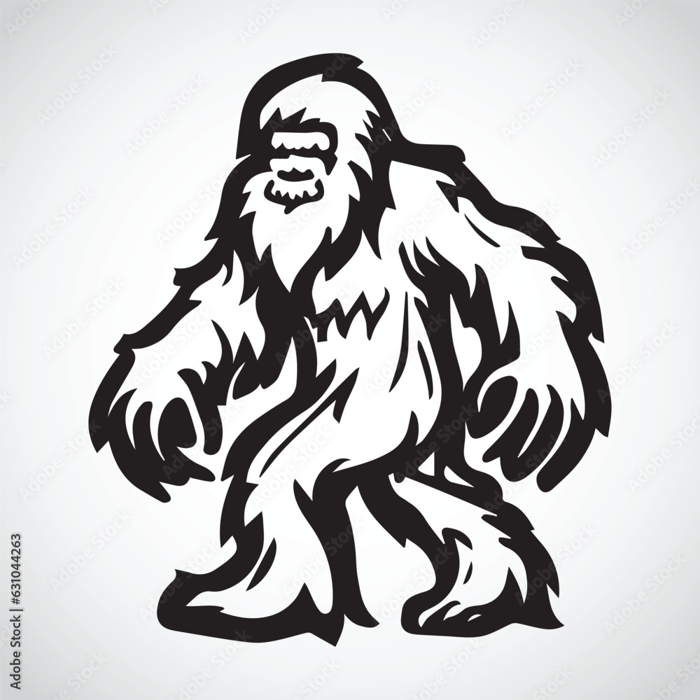 Multipurpose Outline Big Foot Yeti Silhouette Icons Logo. Black And ...