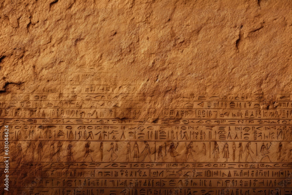 Ancient hieroglyphics texture background, weathered and engraved stone ...