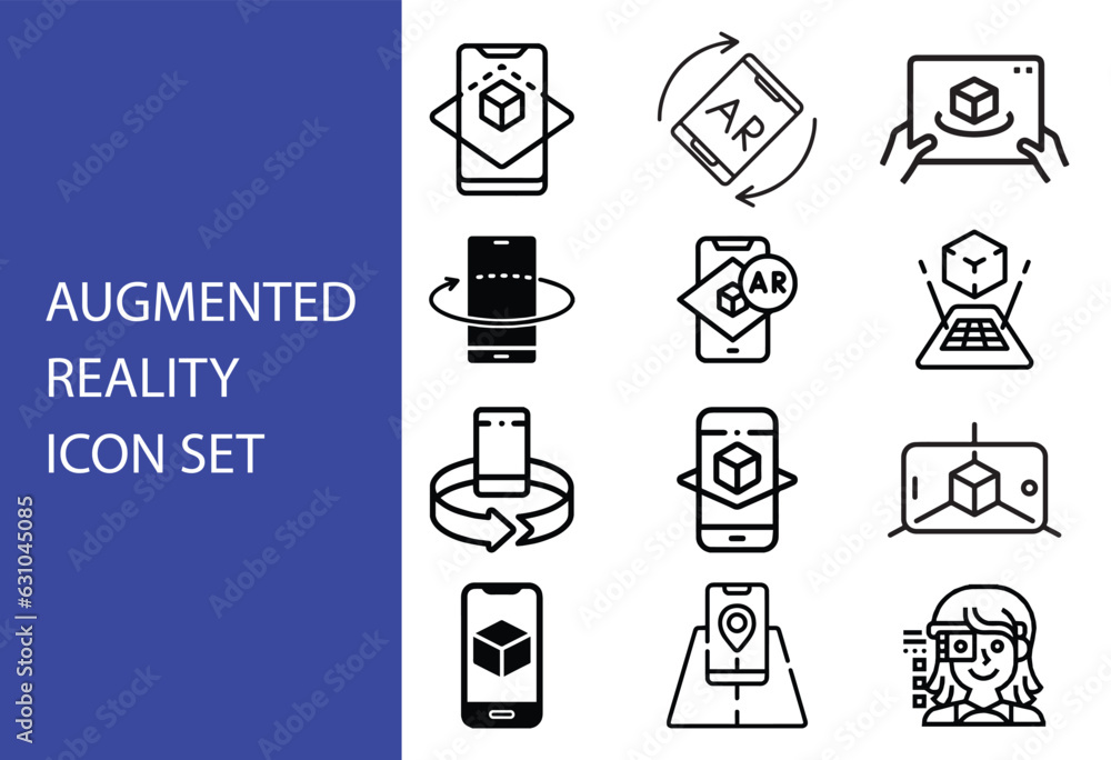 Ar Vr Xr Spatial Computing Line Icon Set Isolated On White Background