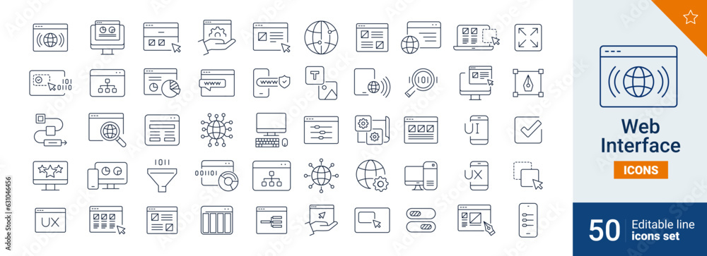 Web icons Pixel perfect. Interface, www, webpage, .... Stock Vector ...