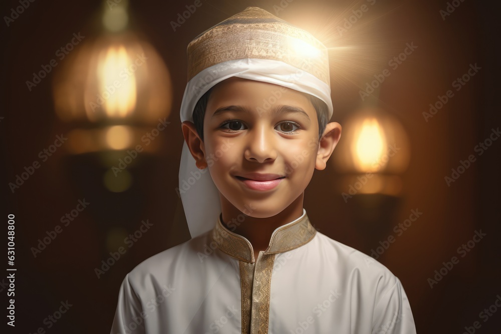 Young Arab Boy Wearing Traditional Clothing and a Turban Fictional ...