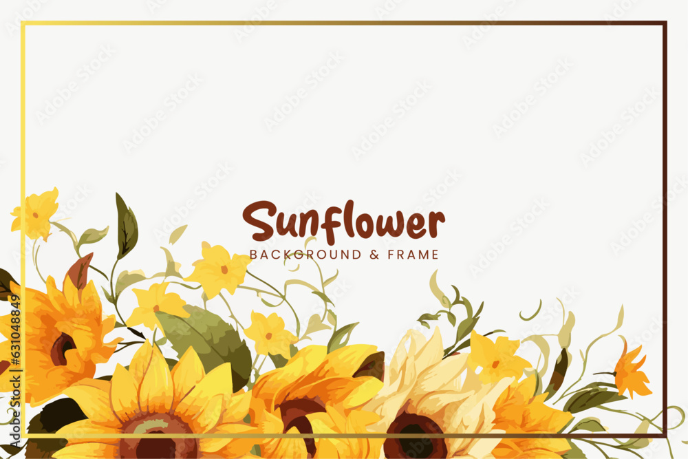 Sunflower floral border frame vector background Stock Vector | Adobe Stock