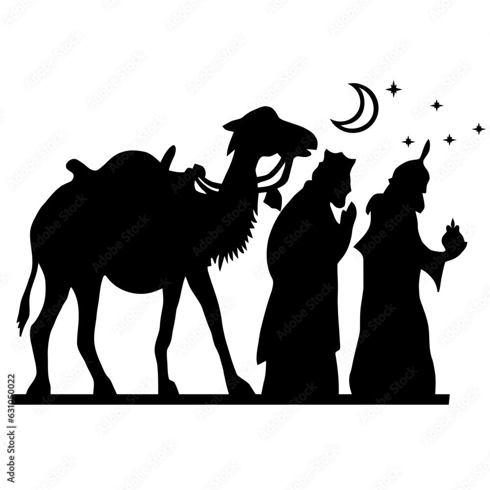 Plagát Holy Night silhouette - Nativity scene of baby Jesus silhouette ...
