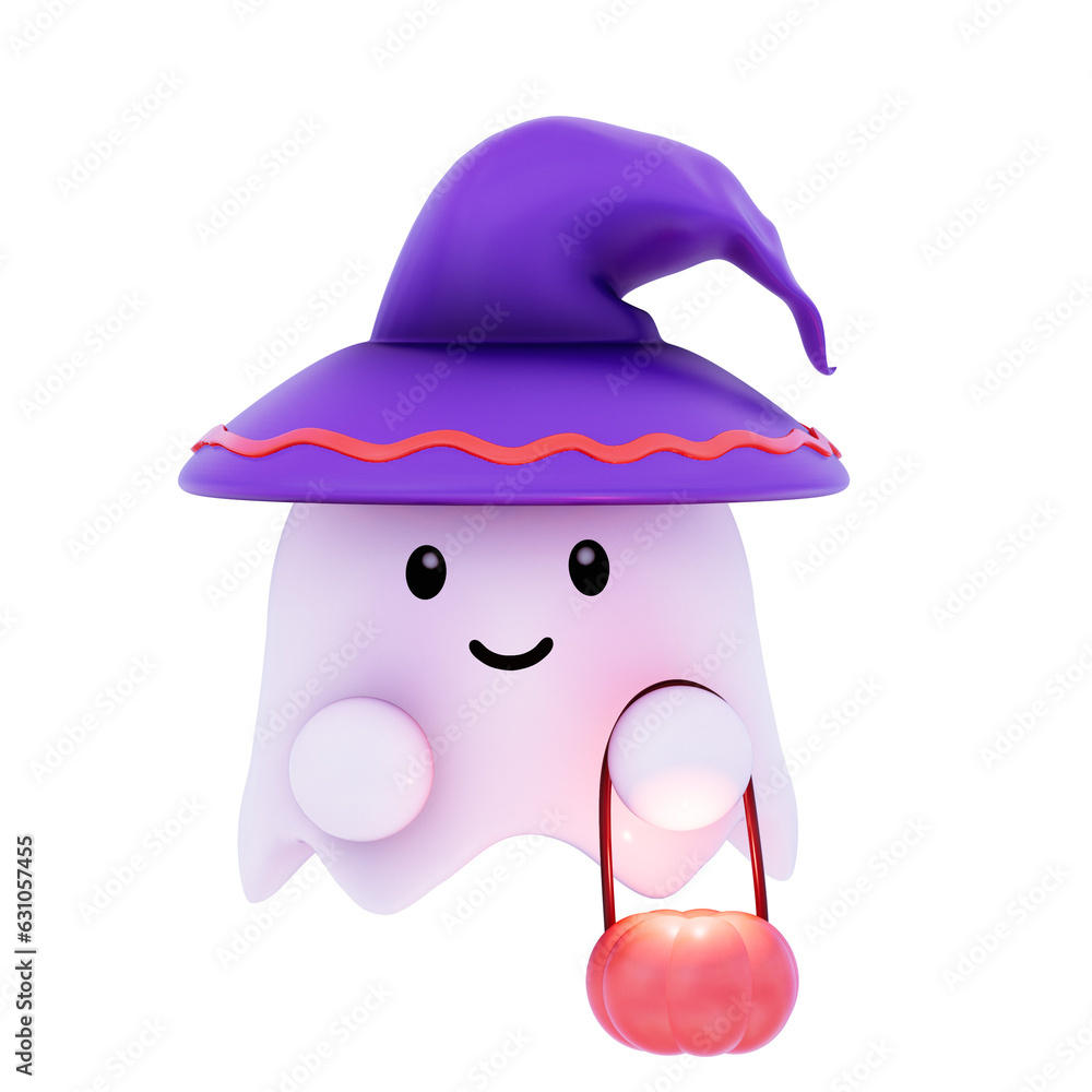 realistic 3d Cute ghost character for Halloween illustration clip art ...