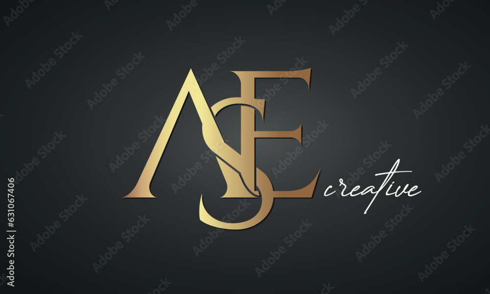 luxury letters ASE golden logo icon premium monogram, creative royal ...