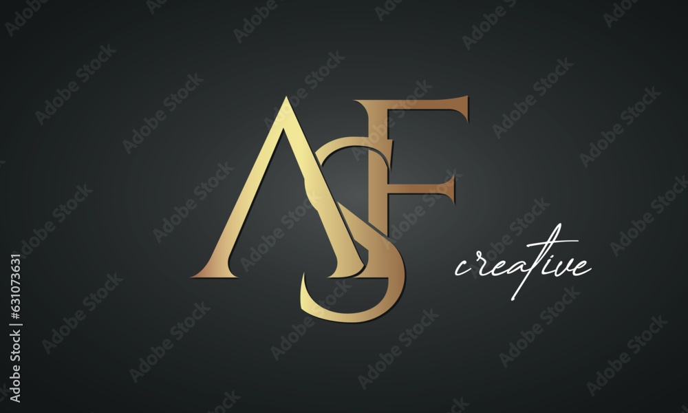 luxury letters ASF golden logo icon premium monogram, creative royal ...
