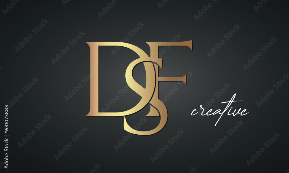 luxury letters DSF golden logo icon premium monogram, creative royal ...