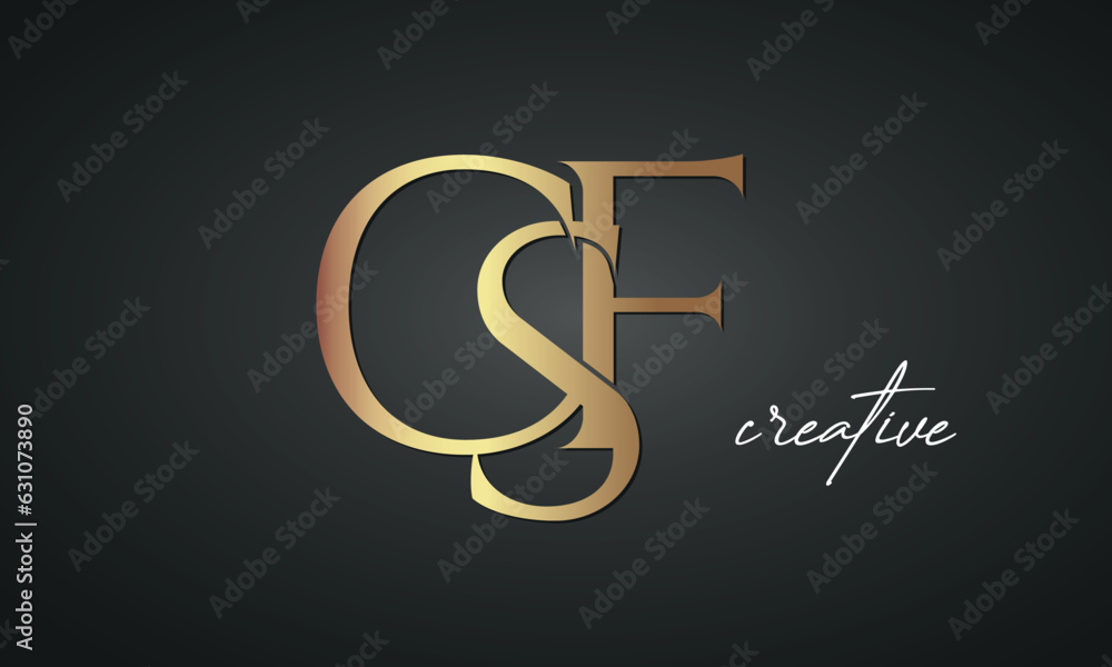 luxury letters CSF golden logo icon premium monogram, creative royal ...