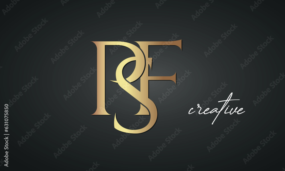 luxury letters PSF golden logo icon premium monogram, creative royal ...