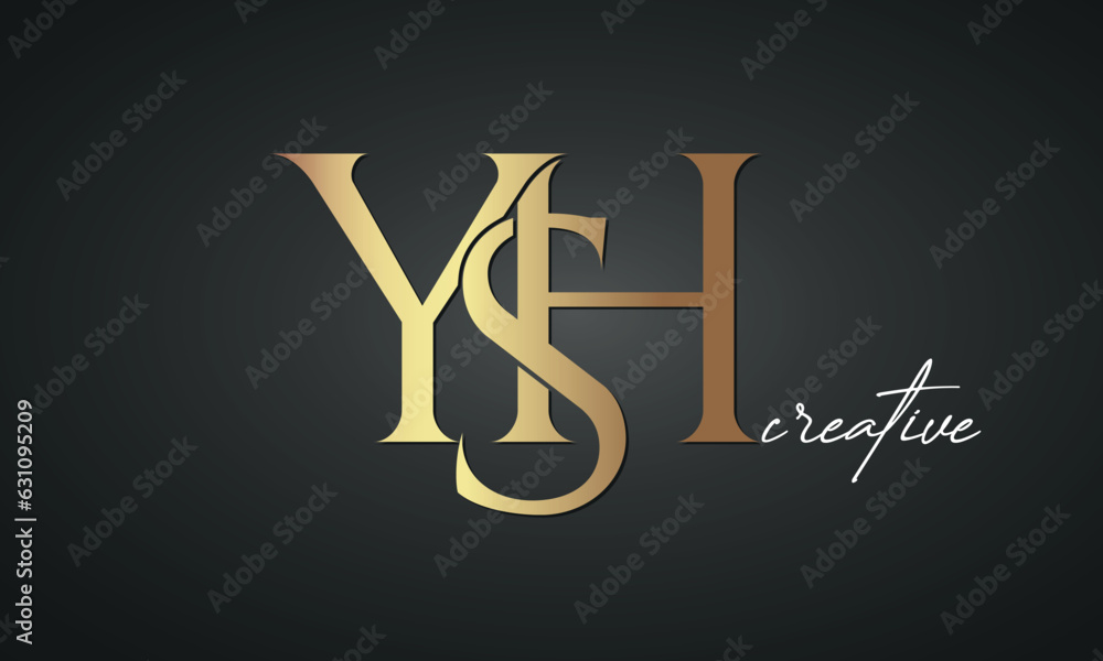 luxury letters YSH golden logo icon premium monogram, creative royal ...