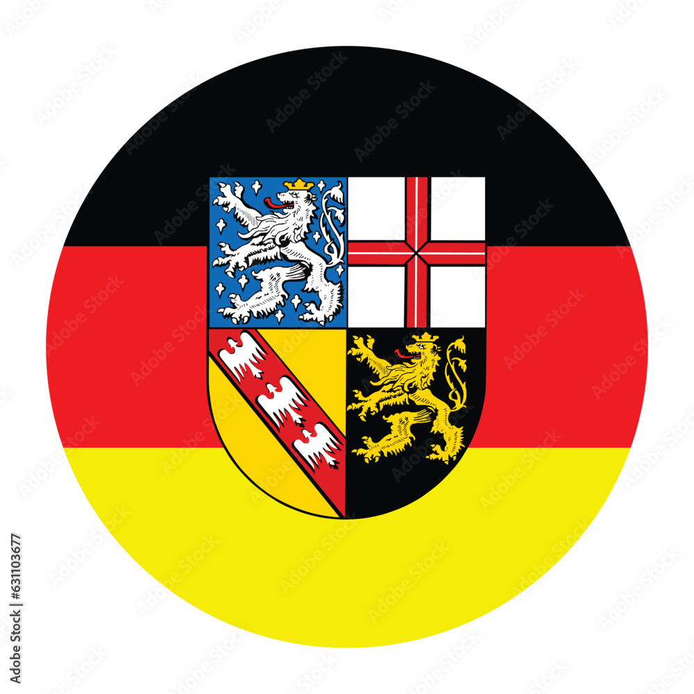 Circle badge Saarland flag with coat of arms vector illustration ...