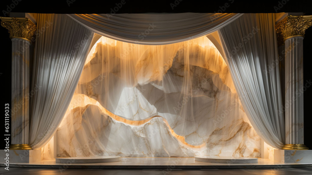 Whispering Radiance: The Majestic 3D Marble Stage in Elegant Modern ...