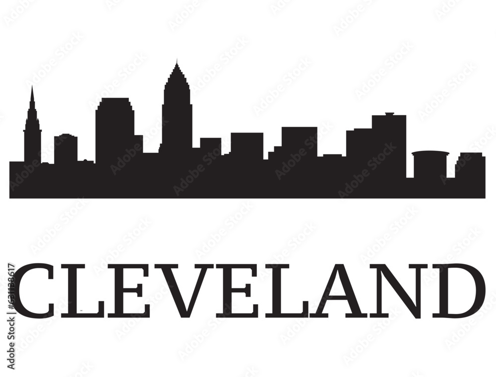 Cleveland skyline silhouette vector art Stock Vector | Adobe Stock