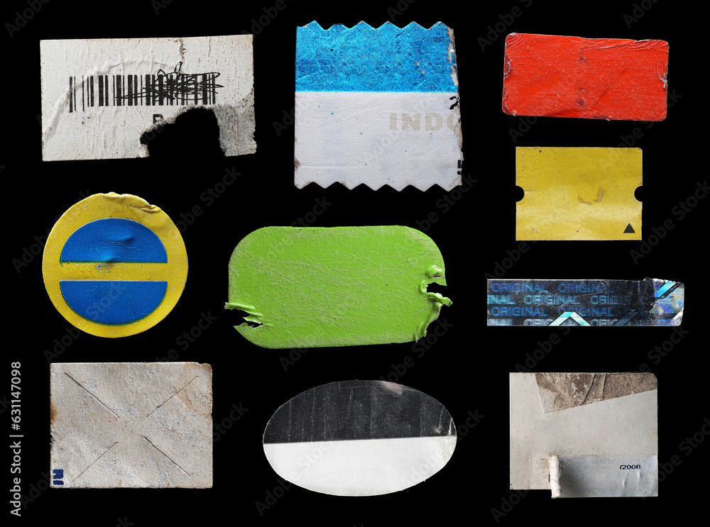 collection of blank old sticker, label, price tag template for mockup ...