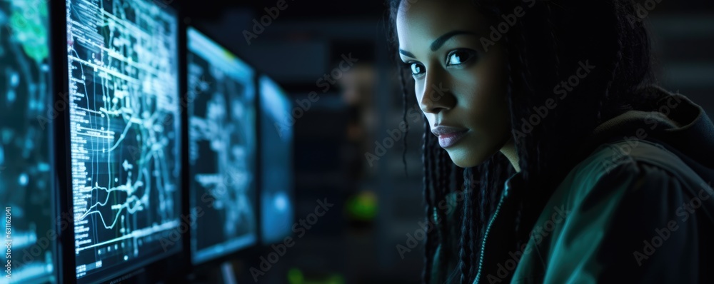 Digital Vanguard - Women in IT, Woman Hacker Hacking, Diversity Everywhere, artificial ...