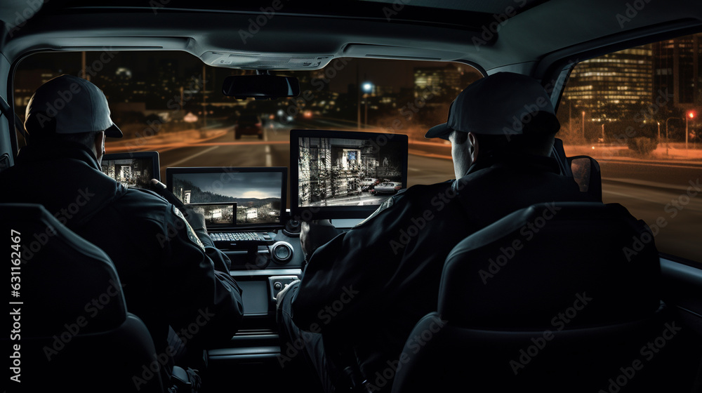 FBI surveillance team in an unmarked vehicle, discreetly monitoring a ...