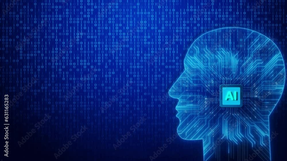 Modern Cyber AI Futuristic High Tech Concept Visualization 3D CPU Processor Microchip Artificial ...