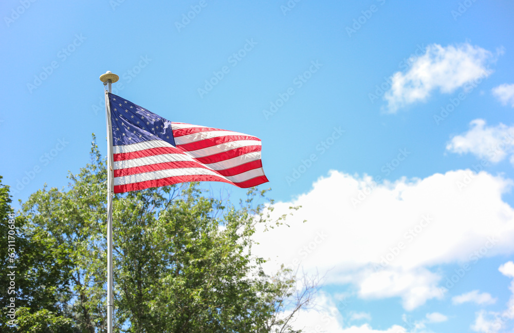 Proudly waving symbol of freedom, unity, and democracy. The US flag ...