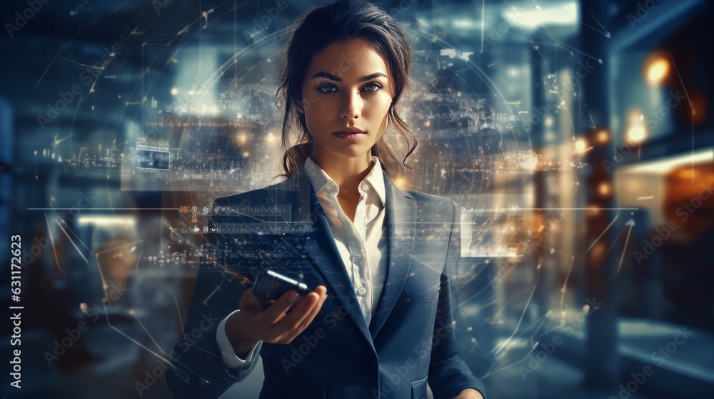 business innovation data technology business woman engineer communicate ...