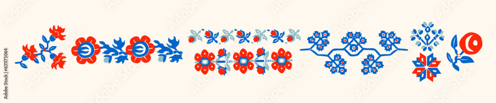 Ukrainian Vyshyvanka set. Various ornaments, patterns. Isolated design ...