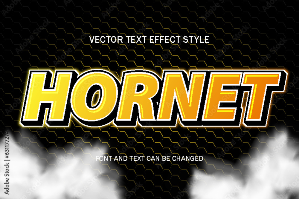hornet yellow typography lettering 3d editable text effect gaming style ...