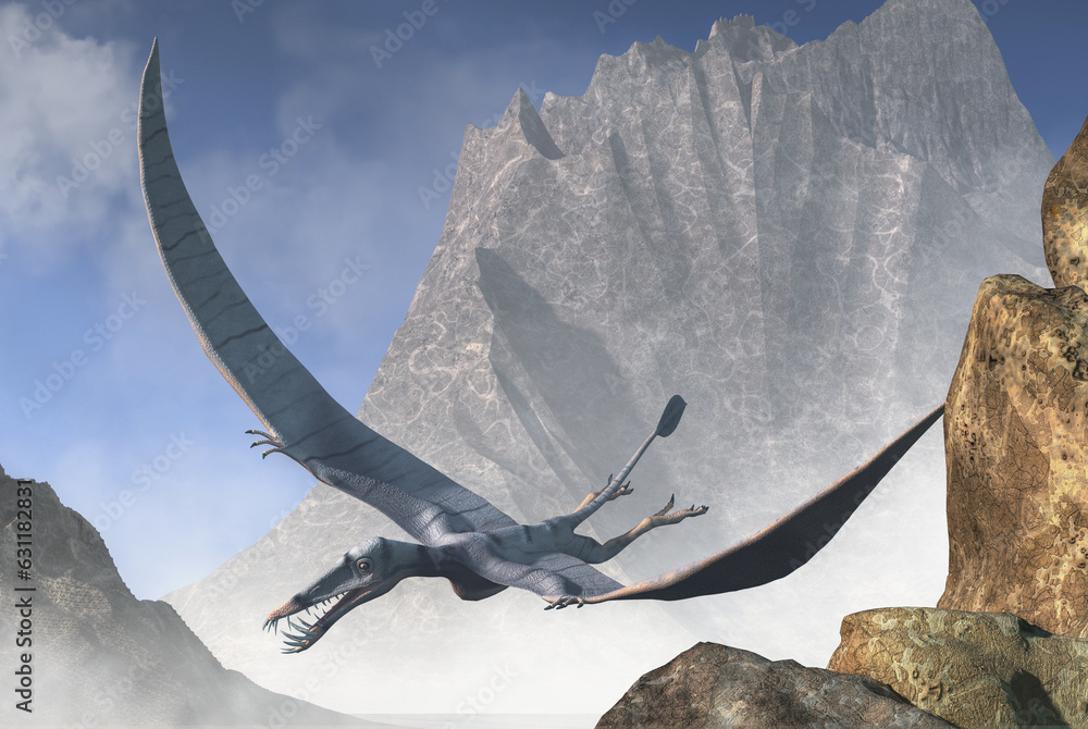 Dorygnathus is an extinct pterosaur that flew in the Jurassic era skies ...