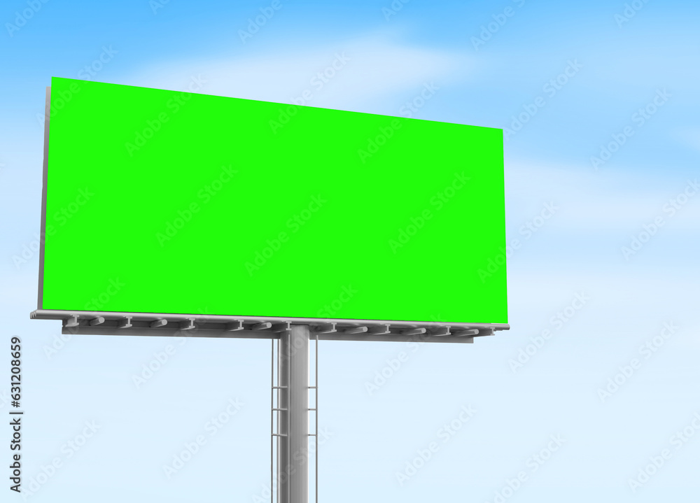 Billboard with Green Screen in the sky 3d Rendered with free space and ...