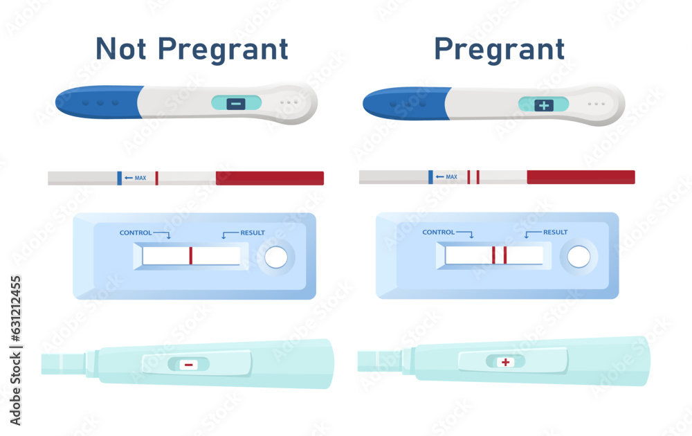 Pregnant test set. Medical device with negative and positive results ...