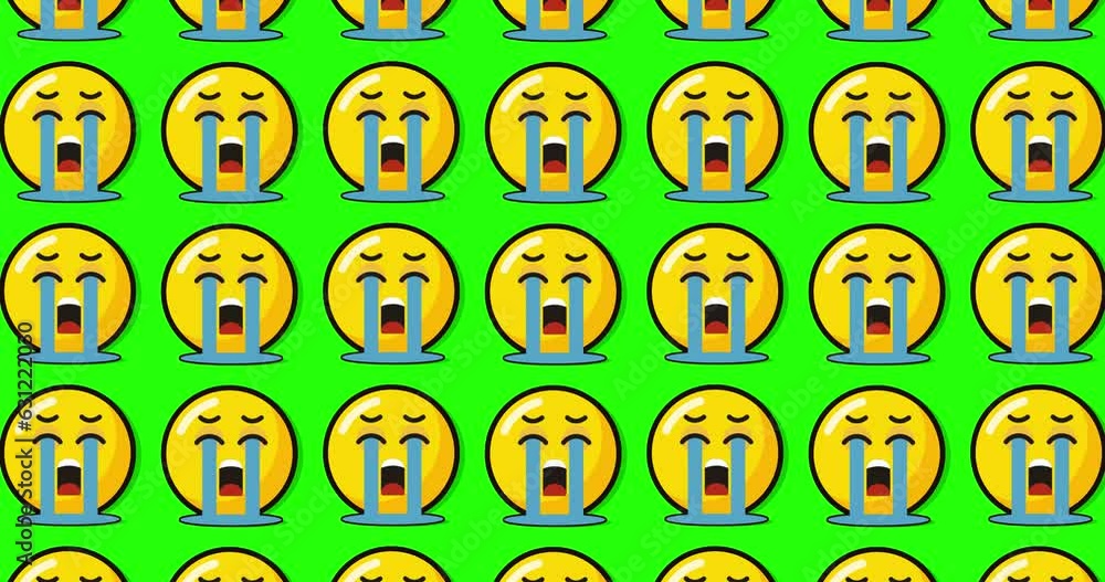 sad crying emoji over green background. Emoticon sign. Emoji button ...