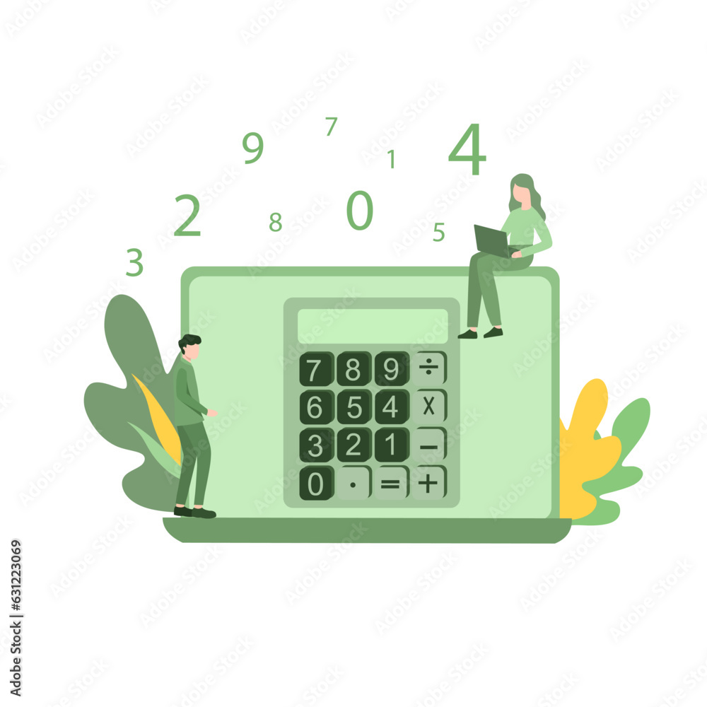 Flat Vector illustration of Calculator online. Accounting, financial ...
