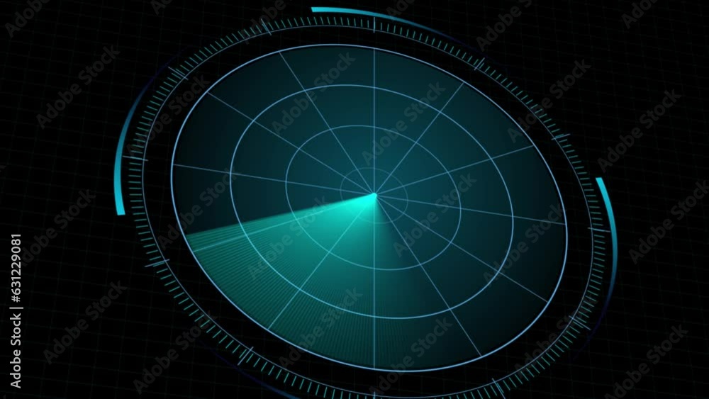 Radar screen animated, syan color 3d world map radar HUD animation. s ...