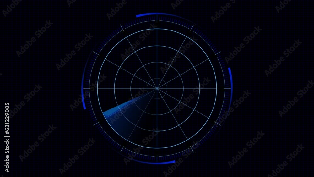 Radar screen animated, blue color 3d world map radar HUD animation. s ...