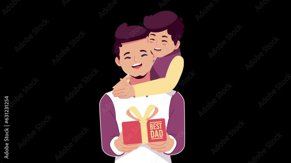 Father's day animation with dad and son. Happy Father's Day Animation ...